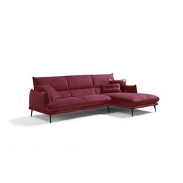 Egoitaliano Ecksofa &raquo;FUNNY, hochwertiges & aktuelles Design, bequeme R&uuml;ckenlehne, L-Form&laquo; hochwertiger Sitzkomfort, L-Form rot 100% Polyester B/H/T: 265cm x 90cm 