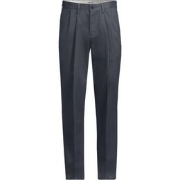 LANDS' END B&uuml;gelleichte Chinohose mit Bundfalten, Komfortbund, Classic Fit, Herren, size: regular, Grau, by Lands' End