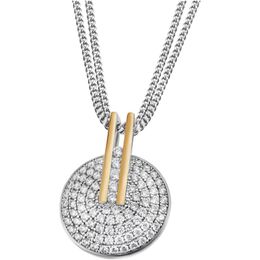 Firetti Damen Kette mit Anh&auml;nger &raquo;Schmuck Geschenk Silber 925 Halsschmuck Halskette Bicolor Kreis&laquo; mit Zirkonia (synth.) gold Silber 925 (