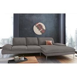W.Schillig Ecksofa &raquo;enjoy&MORE, Designsofa, bequem, zeitlos und elegant, L-Form&laquo; mit Sitztiefenverstellung, F&uuml;&szlig;e Chrom gl&auml;nzend, Breite 340 cm grau 