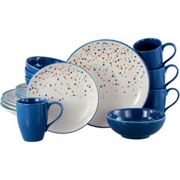 Creatable Kombiservice &raquo;Joy, Kombi-Service 16-tlg.&laquo; Unregelm&auml;&szlig;ige bunte Punkte, Gute Laune Geschirr, Frisch, Freundlich bunt Steinzeug 16 Stk.