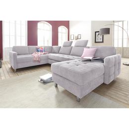 Sit & More sit&more Wohnlandschaft &raquo;Pablo U-Form&laquo; wahlweise mit Schlaffunktion und Bettkasten silber Struktur (100% Polyester);Kunstleder SOFTLUX ;Luxus-