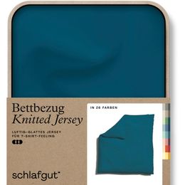 Schlafgut Bettbezug &raquo;Premium Bettbezug Knitted Jersey (1 St)&laquo; Ton-in-Ton Rei&szlig;verschluss, Bio-Baumwolle mit Elasthan, Uni, OEKO Tex blau Jersey, Obermaterial: 95