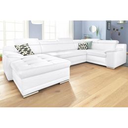 Sit & More sit&more Wohnlandschaft &raquo;Top Andiamo U-Form&laquo; mit Kopfteilverstellung, wahlweise mit Schlaffunktion wei&szlig; Kunstleder SOFTLUX ;Struktur ( 100% Polyester)