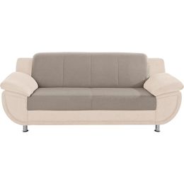 Trendmanufaktur 3-Sitzer &raquo;Rondo 3, zeitlos und modern, bequem, Materialmix, Breite 207cm&laquo; wahlweise mit Federkern, extrabreite Armlehnen zum Relaxen 