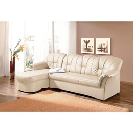 DOMO collection Ecksofa &raquo;Papenburg, zeitlose R&uuml;ckensteppung, elegante Formensprache, L-Form&laquo; in gro&szlig;er Farbvielfalt, wahlweise mit Bettfunktion beige 
