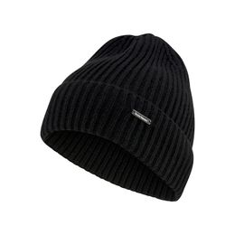 Bruno Banani Herren Strickm&uuml;tze mit dezentem Marken-Metall-Label schwarz Einheitsgr&ouml;&szlig;e