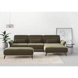 Home Affaire Ecksofa &raquo;Fjord L-Form&laquo; massiv, wahlweise mit Armlehnfunktion, Kopf- Sitztiefenverstellung gr&uuml;n 100% Polyester B/H/T: 324cm x 93cm x 184cm