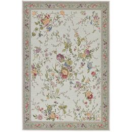 Theko Teppich &raquo;Flomi Sagrini&laquo; rechteckig 4 mm H&ouml;he Flachgewebe, Pastell-Farben, Blumen Design, mit Bord&uuml;re gr&uuml;n Baumwolle, Kunstfaser B : 120cm 1 Stk.