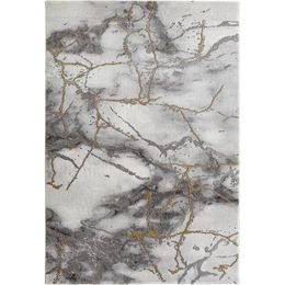 LUXOR living Teppich &raquo;Phoenix&laquo; rechteckig 17 mm H&ouml;he modernes Marmor Design, Hoch-Tief Effekt, Seidenoptik, Wohnzimmer grau Polyester, Polypropylen B 