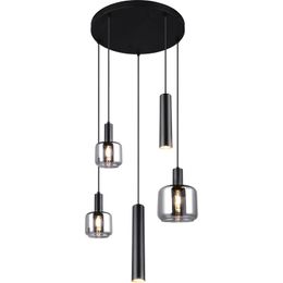 Trio Leuchten Pendelleuchte &raquo;MATARO, H&auml;ngelampe schwarz, Leuchtmittel wechselbar&laquo; E14 E27 1 Stk. warmwei&szlig; - kaltwei&szlig; mit chrombedampften Glas 