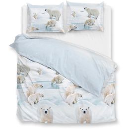ZO HOME Bettw&auml;sche &raquo;Polare&laquo; 1 Stk. Bettw&auml;sche aus 100% Baumwolle, hochwertige Flanell blau Flanell, Obermaterial: 100% Baumwolle B/L: 155cm x 220cm, 1