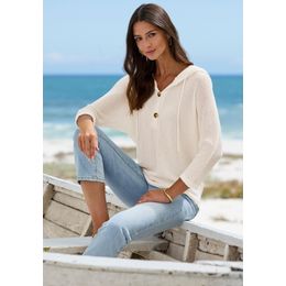 Lascana Damen Kapuzenshirt, Natur, Gr. 40/42, 3/4 Arm Shirts, Material: Polyester