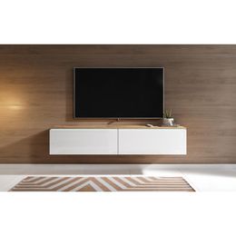Home Affaire Lowboard &raquo;LOWBOARD D, wahlweise mit oder ohne Beleuchtung&laquo; modernes TV-Board ohne Griffe, mit viel Stauraum,stehend und h&auml;ngend wei&szlig; B/H/