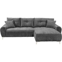 ED EXCITING DESIGN Ecksofa &raquo;Elisa&laquo; grau 100% Polyester B/H/T: 284cm x 48cm x 191cm, Webstoff, inkl. Schlaffunktion,inkl. Bettkasten,inkl. 3 