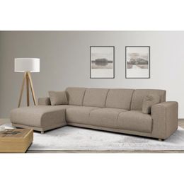 OTTO home Ecksofa &raquo;LEMPS wahlweise Recamiere links oder rechts L-Form&laquo; incl. Zierkissen, Stellma&szlig;e 297x162 cm grau 100% Polyester B/H/T: 297cm x 85cm 