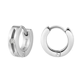 Firetti Damen Paar Creolen &raquo;Schmuck Geschenk Edelstahl Ohrschmuck Ohrringe&laquo; mit Zirkonia (synth.) 13mm, Edelstahl
