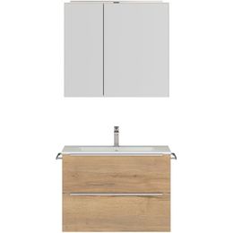 Nobilia Badm&ouml;bel-Set &raquo;Levere&laquo; vormontiert, mit Soft-Close, 2 Stk. tlg. braun B/H/T: 81cmcm x 169cmcm x 48,7cmcm, Griffe chrom