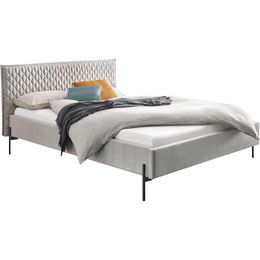 Hasena Polsterbett &raquo;Gloria&laquo; in sch&ouml;nem Strukturstoff, mit trendiger Wabensteppung und Stehsaum grau 102% Polyester Liegefl&auml;che L&auml;nge B: 200cm x 180cm,