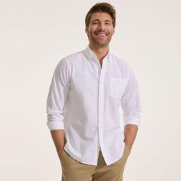 LANDS' END Seersucker-Hemd mit langen &Auml;rmeln f&uuml;r Herren, Herren, size: regular, Wei&szlig;, Baumwolle, by Lands' End