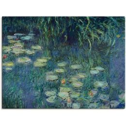 Artland Leinwandbild &raquo;Teil Seerosenbild Mus&eacute;e de l'Orangerie&laquo; Blumen 1 Stk. tlg. auf Holzrahmen gespannt blau Leinwand B/H/T: 120cm x 90cm, Leinwandbild 