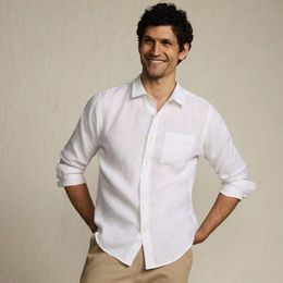 LANDS' END Premium Reinleinen-Hemd f&uuml;r Herren, Lang-Gr&ouml;&szlig;e, Herren, size: tall, Wei&szlig;, Leinen, by Lands' End