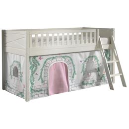 Vipack Hochbett &raquo;Scott&laquo; Made in Europe, mit schr&auml;ger Leiter, LF 90x200 cm, Vorhang, Tunnel, 4 Designs wei&szlig; 100% Baumwolle Bettmit Leiter, Liegefl&auml;che B/L: 