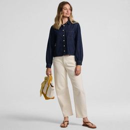 LANDS' END Kurze Jeansbluse aus reiner Baumwolle, Damen, size: regular, Blau, by Lands' End