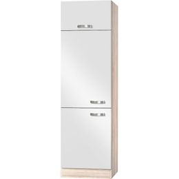 Optifit K&uuml;hlumbauschrank &raquo;Faro&laquo;, mit Metallgriffen, Breite 60 cm wei&szlig; akaziefarben, B/H/T: 60cm x 206,8cm x 57,1cm, T&uuml;ren: 2 Stk.