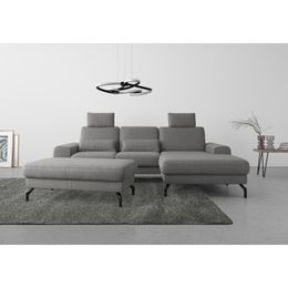 Sit & More sit&more Ecksofa &raquo;Cinturo L-Form&laquo; inklusive Sitztiefenverstellung und Federkern, Sitzh&ouml;he 48 cm grau B/H/T: 283cm x 91cm x 175cm, Soft clean,mega-