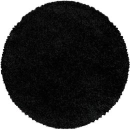 Ayyildiz Teppiche Hochflor-Teppich &raquo;SYDNEY 3000&laquo; rund 30 mm H&ouml;he Shaggy, Langflor, uni, auch in rund, Wohnzimmer schwarz Polypropylen (PP) &Oslash; 160cm 1 Stk., 30mm, &Oslash; 160cm