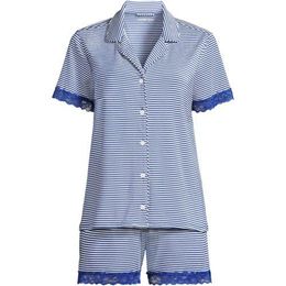 LANDS' END Pyjama-Set mit Shorts und Cooling-Finish, Damen, size: regular, Blau, by Lands' End