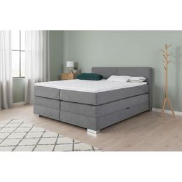 Home Affaire Boxspringbett &raquo;Juliste inkl. Bettkasten und PUR-Schaum-Topper&laquo; erh&auml;ltlich in den Breite 160, 180 & 200cm grau 100% PES Struktur, 