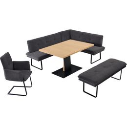 K+w Komfort & Wohnen K+W Komfort & Wohnen Essgruppe &raquo;Giacomo III&laquo; 4 Stk. tlg. wahlweise links oder rechts langer Schenkel 207cm, Freischwingersessel braun Flachgewebe 