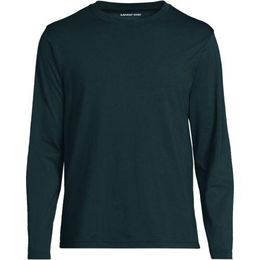 LANDS' END Supima Langarm-Shirt mit Rundhalsausschnitt, Herren, size: regular, Gr&uuml;n, Baumwolle, by Lands' End
