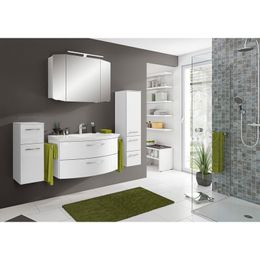 Badezimmer-Set &raquo;Cassca Sprint 4-teilig Mineralmarmor-Waschtisch mit LED-Spiegelschrank&laquo; 5 Stk. tlg. wei&szlig; Holzwerkstoff B/H/T: 161cmcm x 200cmcm x 