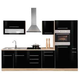 KOCHSTATION K&uuml;chenzeile &raquo;KS-Eton&laquo; mit E-Ger&auml;ten, Breite 300 cm schwarz B/H/T: 300cm x 60cm