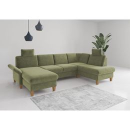OTTO home Wohnlandschaft &raquo;Rochelle, U-Form&laquo; optional mit Armteilverstellung, mit Schlaffunktion & Bettkasten gr&uuml;n 100% Polyester B/H/T: 314cm x 90cm x