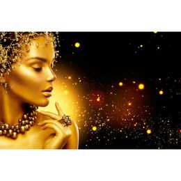 papermoon Fototapete &raquo;GOLDEN WOMAN-SCHMUCK ART DESIGN ABSTRAKT MUSTER KUNST&laquo; bunt Vlies B/L: 3m x 2,23m, Bahnen: 6 Stk.