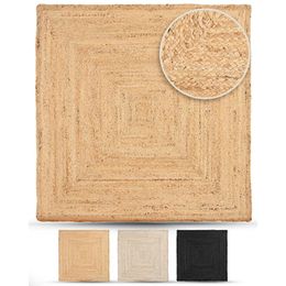 CarpetFine Teppich &raquo;Nele Juteteppich Naturfaser&laquo; rechteckig 6 mm H&ouml;he geflochtener Wendeteppich aus 100% Jute, quadratisch und als L&auml;ufer beige Jute B