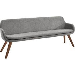 Musterring Essbank &raquo;Tavia&laquo; Stativgestell Wildnussbaum massiv ge&ouml;lt, Breite 180, 200 oder 220 cm grau 100% PES B/H/T: 200cm x 87cm x 66cm, Chenille