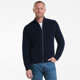 LANDS' END Drifter Cardigan mit Rei&szlig;verschluss, Herren, size: regular, Blau, Baumwolle, by Lands' End