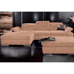Sit & More sit&more Ecksofa &raquo;Alcudia L-Form&laquo; wahlweise mit Schlaffunktion braun Struktur;Luxus-Kunstleder;Primabelle -Microfaser B/H/T: 285cm x 73cm x 174cm, 