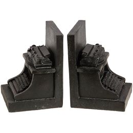 AMBIENTE HAUS Buchst&uuml;tze &raquo;Schreibmaschine-Buchst&uuml;tzen 16cm&laquo; grau Polyresin Einheitsgr&ouml;&szlig;e