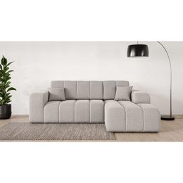 OTTO home Ecksofa &raquo;CASSY L-Form, Schlafsofa mit Bettkasten, Ma&szlig;e B/T/H: 245/165/88 cm&laquo; mit 2 R&uuml;ckenkissen, Recamiere rechts oder links bestellbar grau