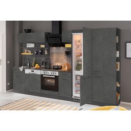 KOCHSTATION K&uuml;chenzeile &raquo;KS-Tulsa&laquo; ohne E-Ger&auml;te, Breite 300 cm, schwarze Metallgriffe, MDF Fronten bunt B/H/T: 300cm x 60cm