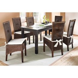 Home Affaire Stuhl &raquo;Stuhlparade&laquo; (Set) 2 Stk.2 St&uuml;ck inkl. Sitzkissen, in Handarbeit gefertigt braun Geflecht Rattan B/H/T: 46cm x 102,5cm x 56,5cm, 2