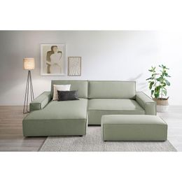 OTTO home Polsterecke &raquo;SHERWOOD XXL tief, L-Form, Schlaffunktion, Bigsofa, Cord, Leinenoptik&laquo; stellbar zum Schlafsofa (Krokodilverbinder), Cord, 