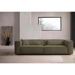 LeGer Home by Lena Gercke 3-Sitzer &raquo;PIARA, Cord, Sofa mit Kedernaht&laquo; schwarze F&uuml;&szlig;e, bequemer Sitzkomfort gr&uuml;n 100% Polyester B/H/T: 275cm x 66cm x 