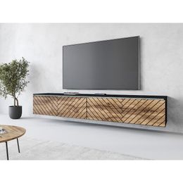 Home Affaire Lowboard &raquo;Vera, wahlweise mit oder ohne Beleuchtung&laquo; gefr&auml;ste MDF Front mit 3D Effekt, stehend und h&auml;ngend montierbar schwarz B/H/T: 